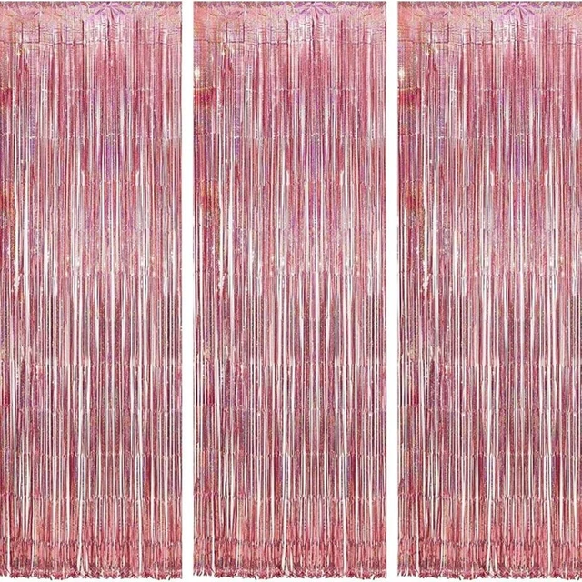 2 PACK PHOTO Booth Backdrop Foil Curtain Tinsel Backdrop 3.3ft x 9.9ft ...