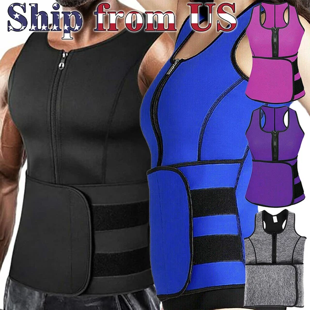 MEN & WOMEN Sauna Thermo Sweat Waist Trainer Vest Suit Body Shaper Belt ...