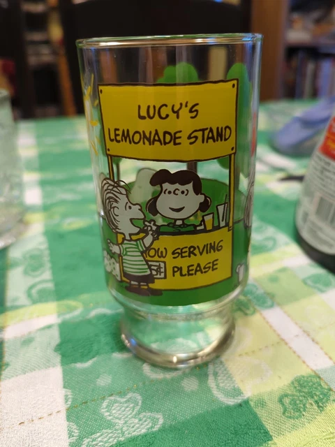 Vintage 1966 Peanuts Lucys Charlie Brown Lemonade Stand Drinking Glass Linus 1000 Picclick