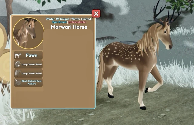 WILD HORSE ISLANDS 🌸 Wild Caught Black Antler Marwari Fawn Piebald 🌸 ...