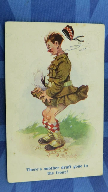 WW1 DONALD MCGILL Military Comic Postcard 1917 Highlander Kilt DRAFT ...