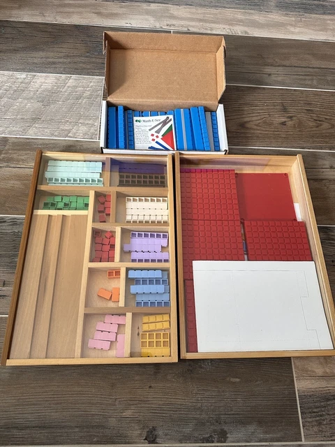 MATH U SEE Manipulatives Integer Block Kit Set Wood Organizer Case £47. ...