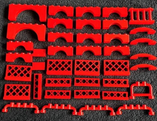 LEGO FENCE ARCHES Barrier Bundle Railing Lattice Red Mixed Parts Pieces ...