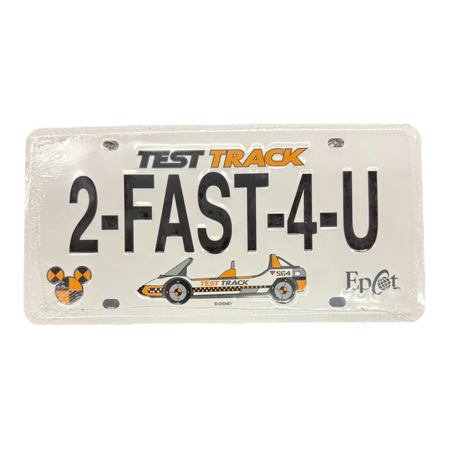 WALT DISNEY TEST Track Epcot 2 Fast 4 U License Plate Sealed $37.99 ...