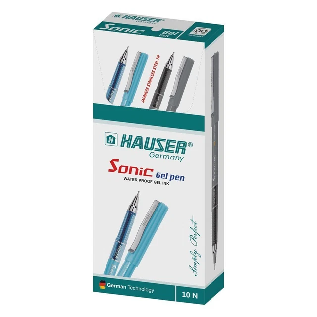HAUSER SONIC 0.55MM Gel Pen Box Pack de 10 stylos encre bleue livraison ...