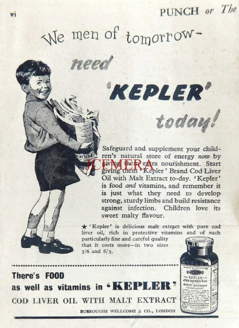 WW2 KEPLER COD Liver Oil with Malt Extract Advert #2, Small 1944 Print ...