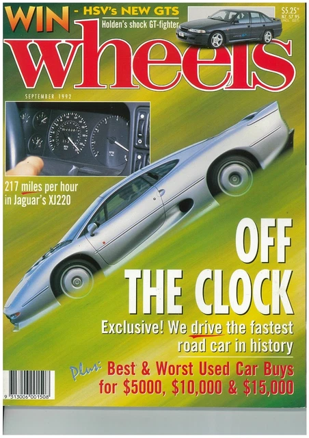 WHEELS CAR MAGAZINE September 1992 Holden HSV GTS Jaguar XJ220 Audi 80 ...