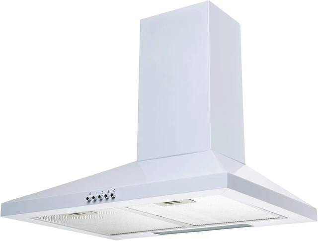 60CM WHITE PYRAMID 3-Speed Cooker Hood Extractor Fan w/ Filters ...
