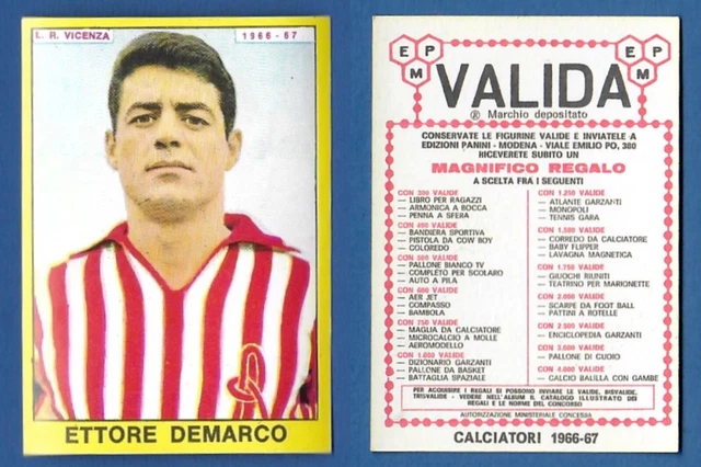 FIGURINA CALCIATORI PANINI 1966/67 - Nuova/New - Demarco - L.r. Vicenza ...