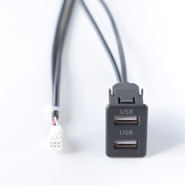 6 PIN CONNECTOR to USB Port Panel Dual USB for Car Navigation Audio ...