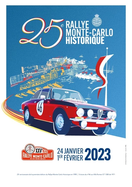 RALLY MONTE CARLO Historique 2023 - Official Poster - Alfa Romeo 2000 ...