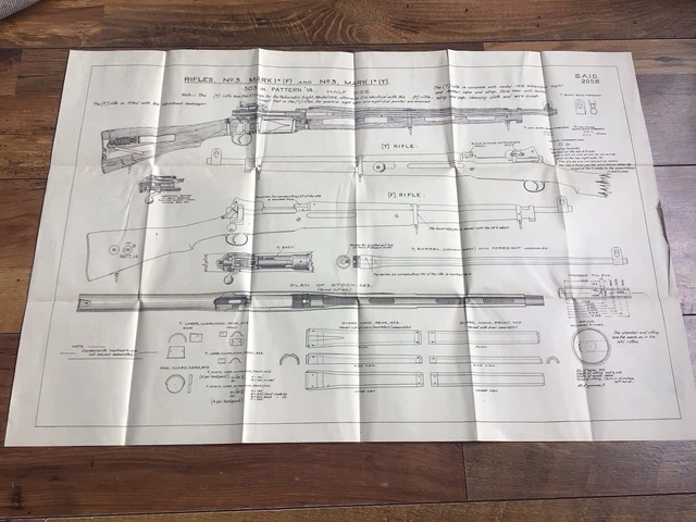 WW2 RIFLE NO.3 MK1 - Vintage Technical Drawing / Print £13.00 - PicClick UK