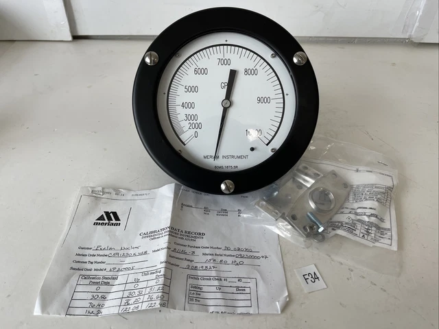 *NEW* MERIAM INSTRUMENTS Differential Pressure Gauge 1126 Series 0 ...