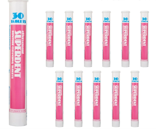 SUPERDENT EFFERVESCENT DENTURE Cleansing 30 Tablets 100g / X12 £16.73 ...