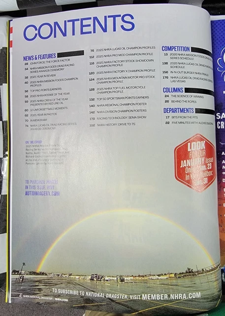 NHRA NATIONAL DRAGSTER Magazine DECEMBER 2025 Drag Racing Issue 12 Vol ...