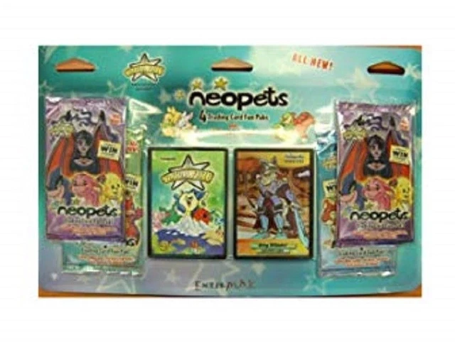 TCG NEOPETS CARD Pack x4 Trading Card Fun Paks plus 2 Bonus Cards Set ...