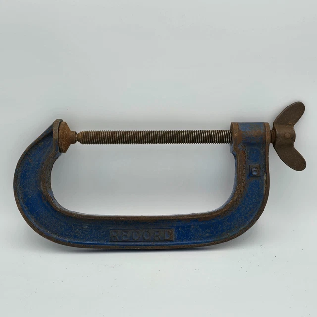 VINTAGE RECORD G Clamp 6 Inch Blue Cast Iron Tool Working Wear England ...