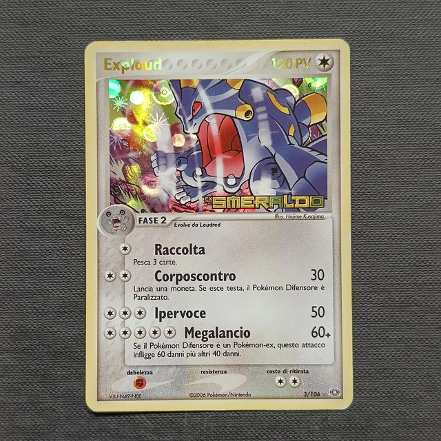 CARTA POKÉMON EXPLOUD Stamped Holo reverse ITA EM 3 EX Smeraldo 3/106 ...
