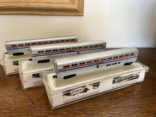 THREE CON-COR Amtrak 2 * N scale double deck Superliner passenger coaches £73.48 - PicClick UK