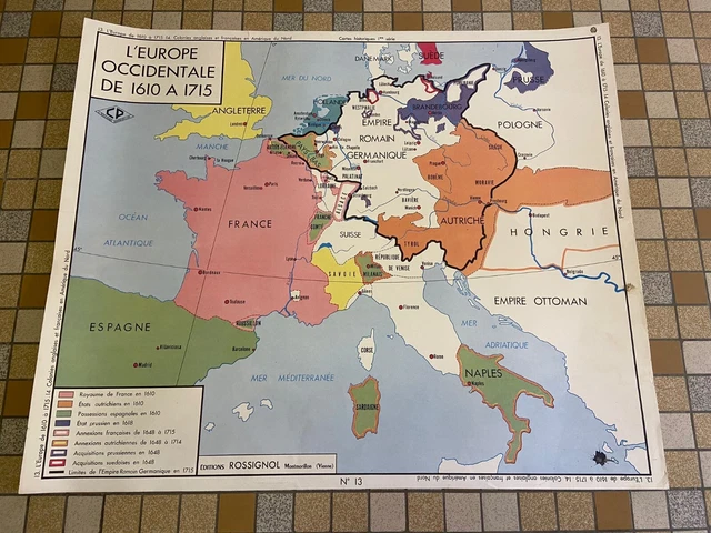 AFFICHE SCOLAIRE &L'EUROPE AU XVII ème- COLONIES FRANÇAISES ET ...