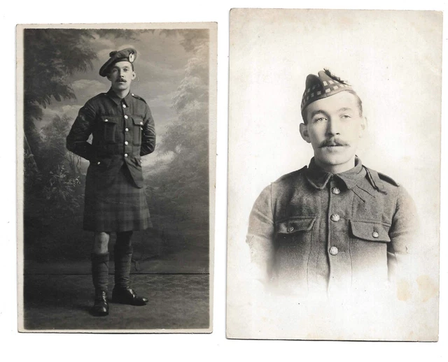 2 POSTCARDS BRITISH Army "Uncle Tommy" Scottish soldier killed October ...
