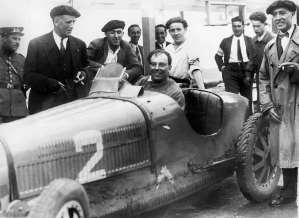 BARON PHILIPPE DE Rothschild At Wheel Of His Car During Spanish Gr- Old ...