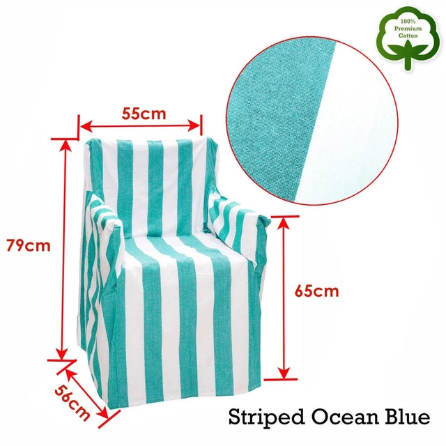 RANS ALFRESCO 100% Cotton Director Chair Cover Striped Ocean Blue ...