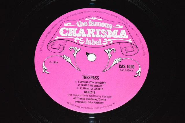 GENESIS TRESPASS LP 1970 Charisma Records UK 1st Press Pink Scroll ...