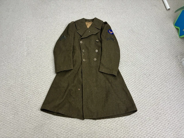 WW2 US ARMY Officer's Cold Weather Wool Trench Coat Overcoat 40L 1940s ...