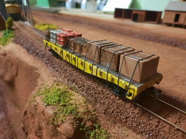 ROCO FLAT CAR H0 Union Pacific Carro Vagone Merci Americano Con Carico ...