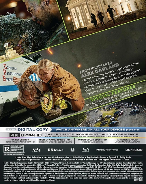 CIVIL WAR 4K + Bluray + Digital (4K UHD Blu-ray) Kirsten Dunst (US ...
