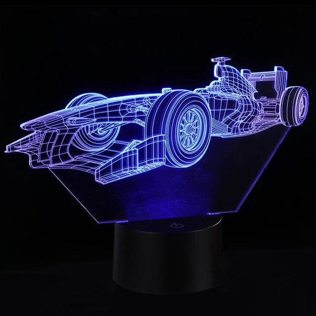 RACING 3D NIGHT Light Race Car Lamp Tabletop Decor Optical Illusion £26 ...