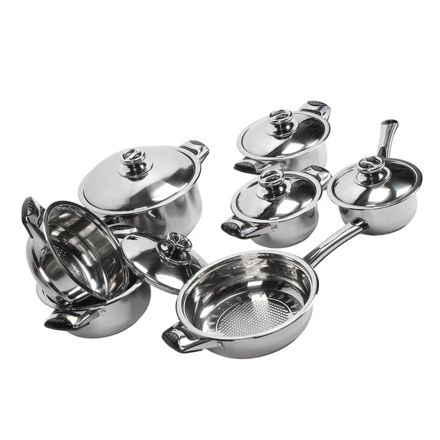 STAINLESS STEEL COOKWARE Set Uniform Heat Conduction Pots Pans Stockpot ...