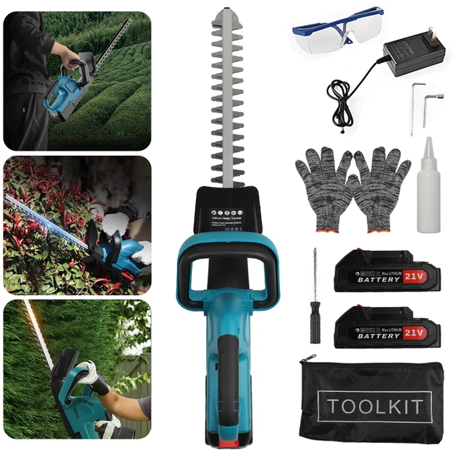 BRUSHLESS CORDLESS ELECTRIC Hedge Trimmer Garden Cutter with 2 ...