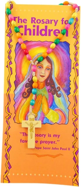 HOW TO PRAY the Rosary for Children Pamphlet with Colorful Wood Bead ...