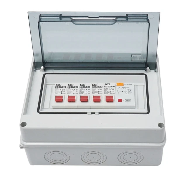 GARAGE SHED FUSE Box Consumer Unit Grey M3/M4 PVC/Plastic Waterproof ...