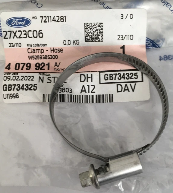 FUEL TANK FILLER Pipe Clamp For Genuine FORD TRANSIT CUSTOM MK1 4079921 ...