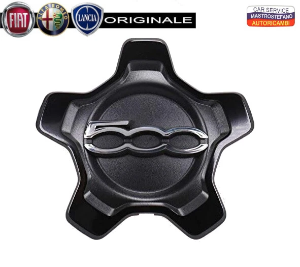 1X COPRIMOZZO COPPETTA FIAT 500X ORIGINALE Stemma CERCHI IN LEGA NERO ...