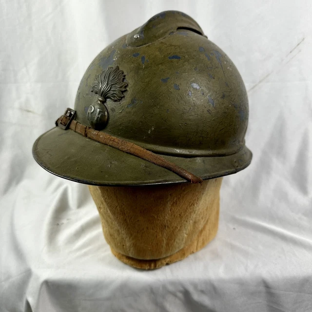 ORIGINAL WW1 FRENCH M15 Adrian Helmet Foreign Legion Painted W Liner £ ...