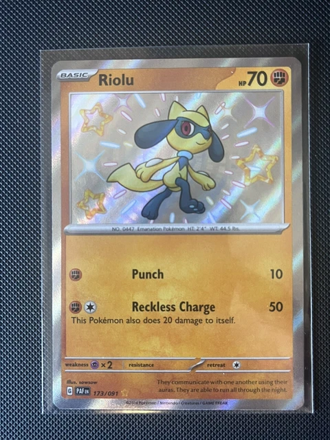 POKÉMON TCG RIOLU Scarlet & Violet: Paldean Fates 173/091 Holo Shiny ...