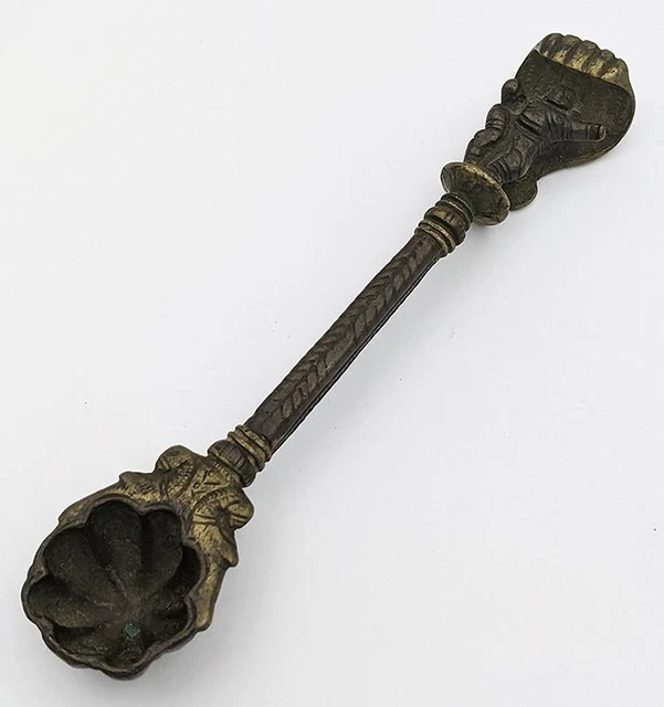 INDIAN ANTIQUE BRASS Dancing Krishna Puja Spoon 19Th Century £75.00 ...
