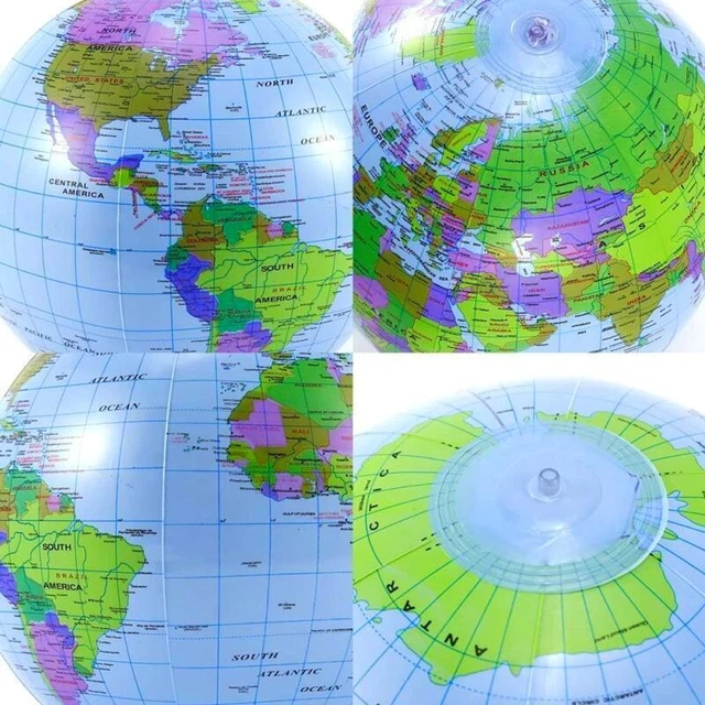 WORLD GLOBE EARTH Map Ball Educational Geography Toy Inflatable £3.05 ...