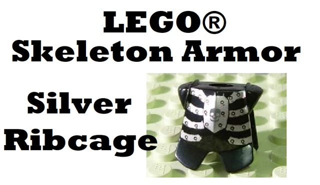 LEGO SKELETON BLACK Breastplate Armor Chest Silver Castle Minifigure ...