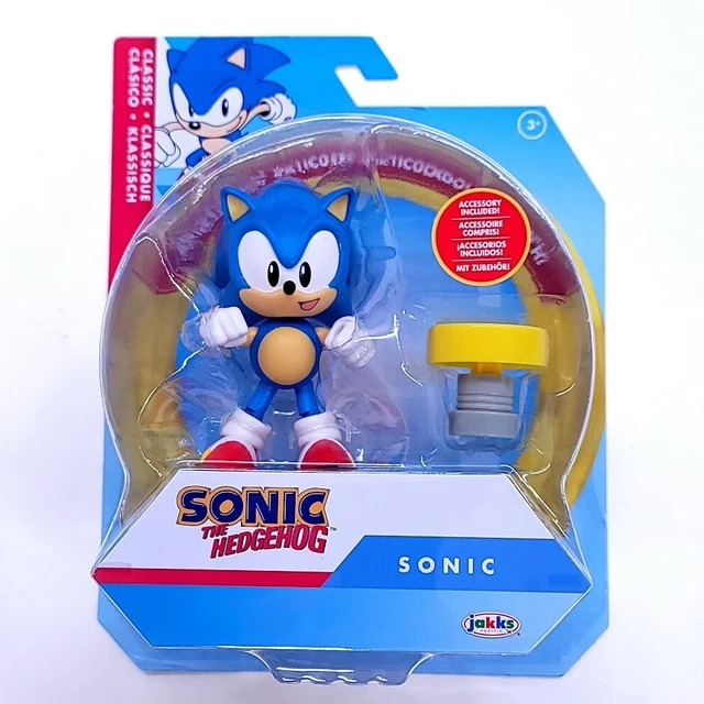 SONIC THE HEDGEHOG Classic Sonic with Yellow Spring 4" Action Figure ...