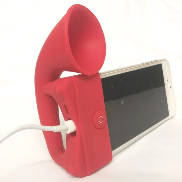 RED PORTABLE SILICON Horn Amplifier Loud Speaker Desk Stand Apple ...