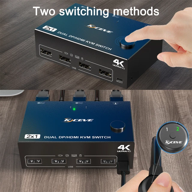 DUAL CHANNEL KVM Switch Multi-computer Host DP Interface Shared Display ...