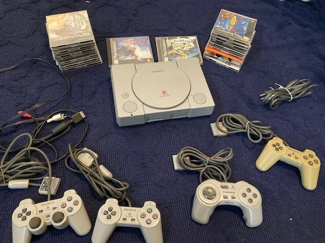 SONY PLAYSTATION ONE PS1 Bundle 4 Controllers and 22 Games! $136.69 ...
