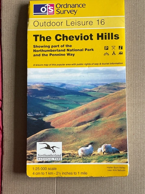 ORDNANCE SURVEY,OUTDOOR LEISURE Aqua Map, No: 16, The Cheviot Hills EUR ...
