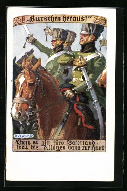 KÜNSTLER-AK KARL ALEX Wilke: Burschen heraus! fürs Vaterland EUR 6,00 - PicClick DE