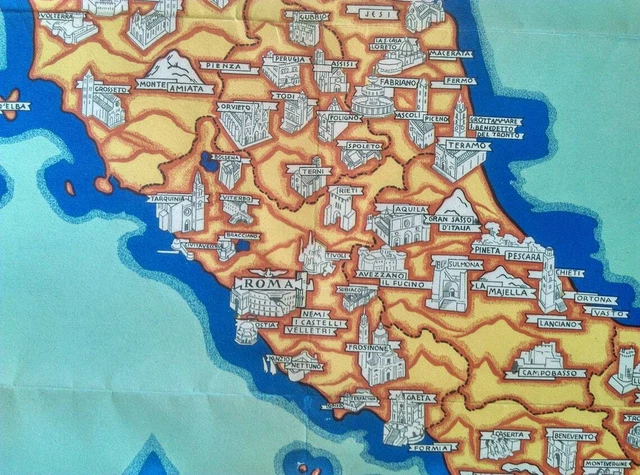 RARE 1933 UMBERTO Zimelli Italy Pictorial Map, La Belle Italie ...